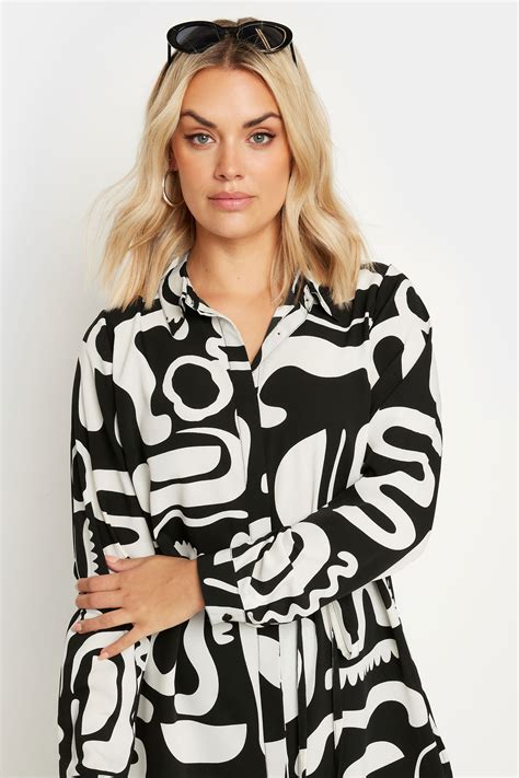 Yours Plus Size Black Abstract Print Longline Shirt Yours Clothing