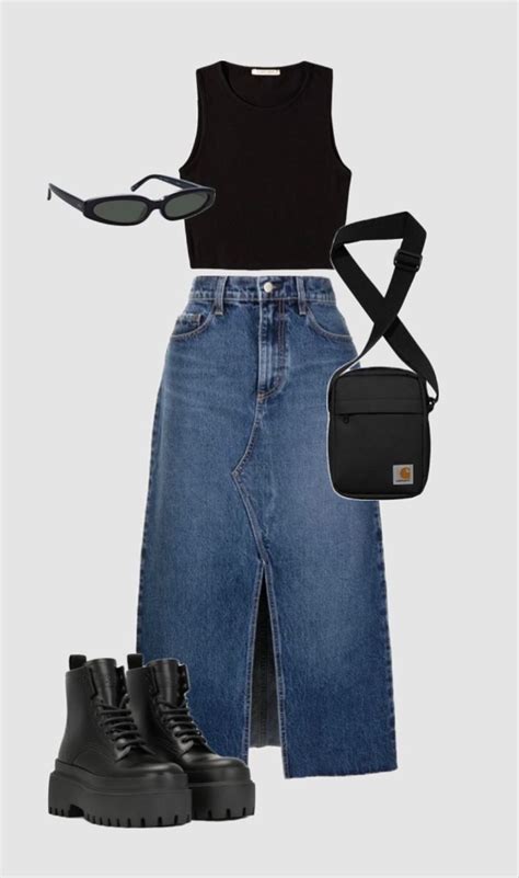Denim Skirt Outfit Idea Casual Style Outfits Fashion Outfits