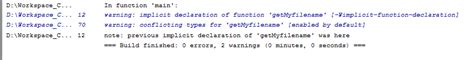 Warning Implicit Declaration Of Function Getmyfilename [ Wimplicit