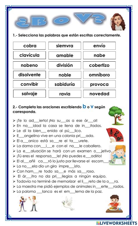 Uso De La B Y V Online Worksheet For 5° You Can Do The Exercises