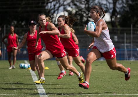 Womens Rugby Sevens Training On Rio Practice Pitch Team Canada