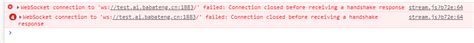 websocket connection to ws failed error during