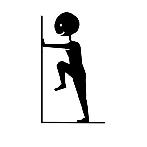 壁に手をついて、足を大きく上げた姿勢のイラスト トレイラ トレーニング用の無料イラスを配布しているサイト トレーニング 無料 姿勢