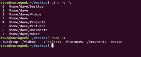 how to use pushd and popd on linux
