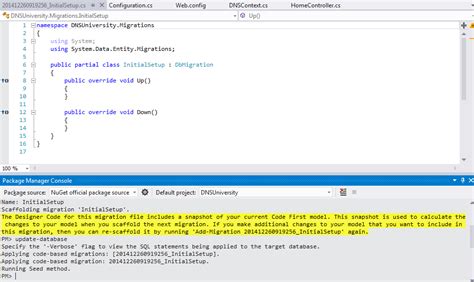 mvc and entity framework code first code migration