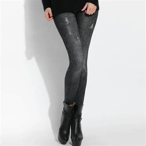 2017 Women Slim Leggings Fitness Slim Legging High Waist Elastic Denim