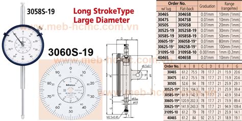 3060sb 19 Dial Indicator Dg0 01 80mm Đồng Hồ So Cơ Mặt Lớn Đồng Hồ
