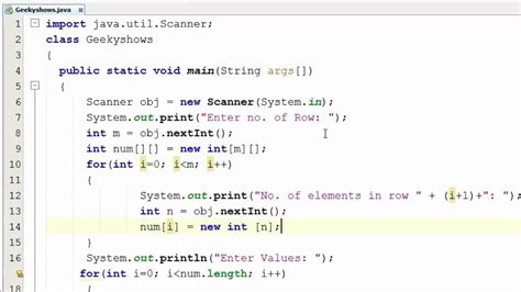 85 dynamic memory allocation in jagged array java programming hindi