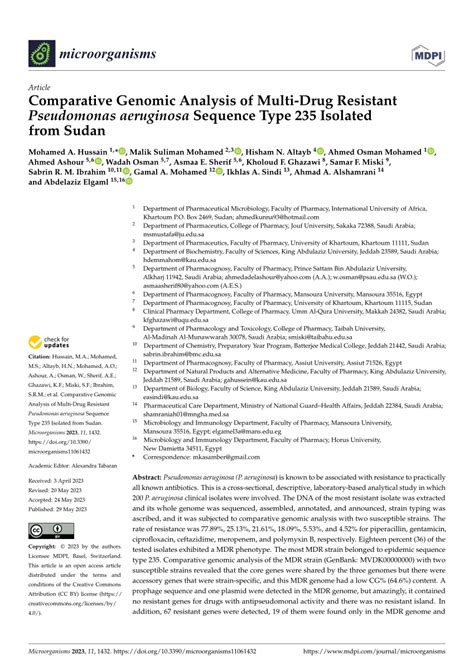 Pdf Comparative Genomic Analysis Of Multi Drug Resistant Pseudomonas
