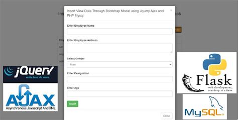 insert view data through bootstrap modal using python flask and jquery
