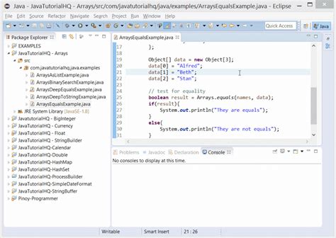arrays equals example output java tutorial hq