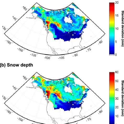 Spatial Distribution Of The Std Dev Of A Swe And B Snow Depth