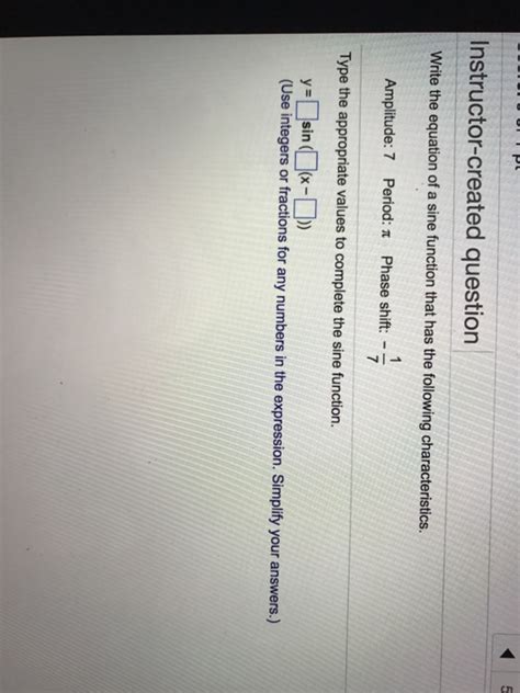 Write The Equation Of A Sine Function That Has Following