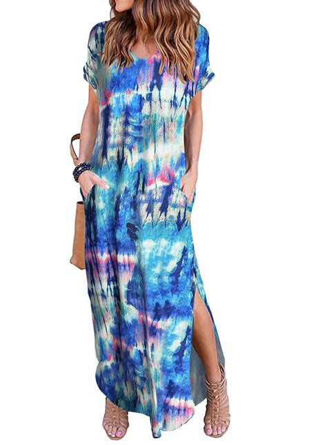 Arolina Womens Summer Maxi Dress Short Sleeve V Neck Casual Loose Long