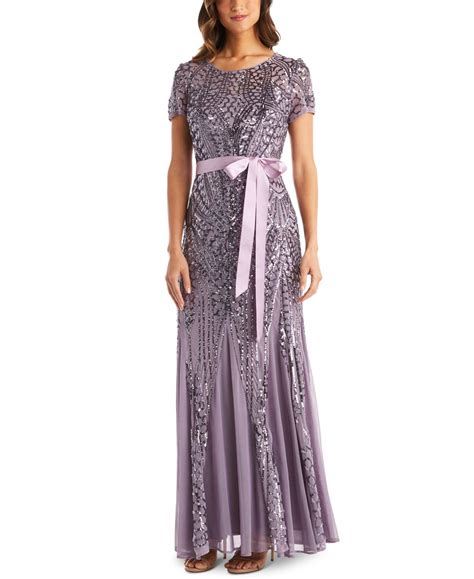 R And M Richards Sequin Embellished Pleated Gown And Reviews Dresses