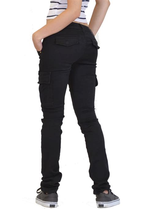 New Womens Ladies Slim Fitted Stretch Combat Jeans Pants Skinny Cargo