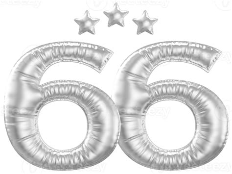 66 Anniversary Number Silver Balloon 36309316 Png