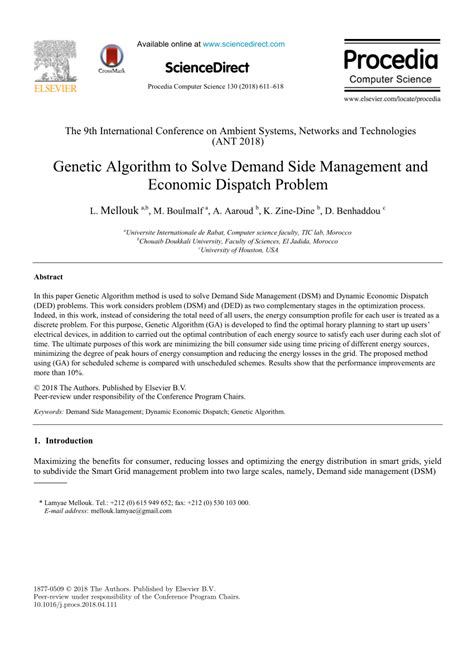 Pdf Genetic Algorithm To Solve Demand Side Management And Economic