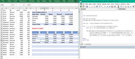 excel set range for specific column in pivot table issue