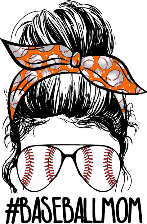 Baseball Mom Orange Messy Bun Design Transfer Southern Dream Ga