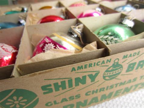 Vintage Box Of Shiny Brite Decorated Glass Ball Christmas Tree
