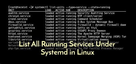 how to list all running services under systemd in linux