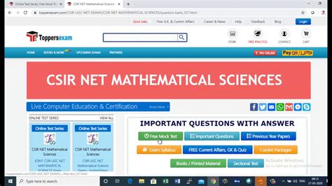 Csir Net Mathematical Sciences 2020 Updated Syllabus Free Mock Test