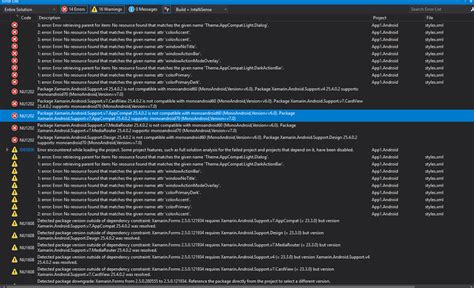 xamarin forms xamarin updating nuget packages caused errors stack