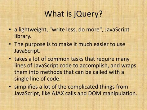 ppt introduction to jquery powerpoint presentation free download