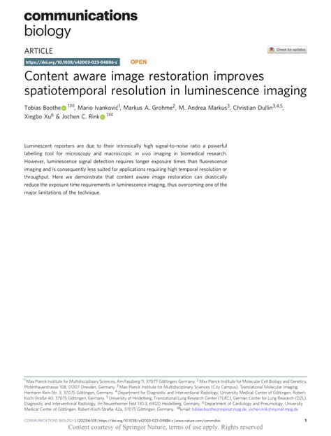 Pdf Content Aware Image Restoration Improves Spatiotemporal