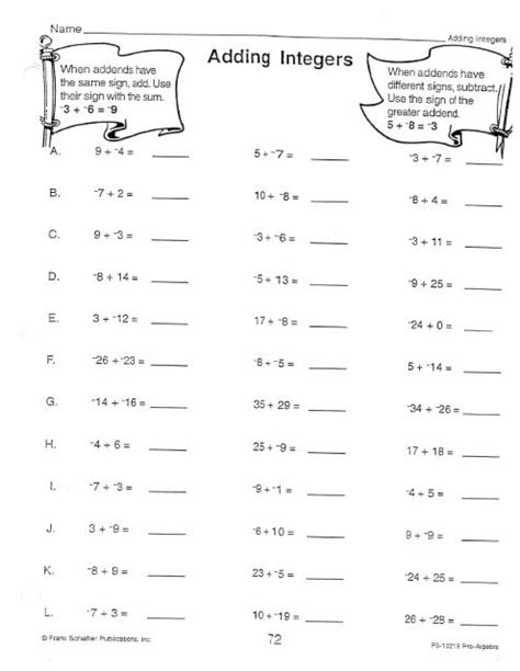 Adding And Subtracting Integers Worksheets Worksheets Library