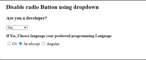how to disable radio button using javascript javatpoint