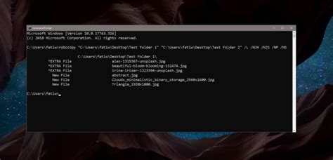 how to compare folder content from the command prompt on