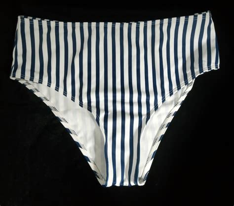 New Women Blue Stripe Bikini Bottom Size Xl Property Room