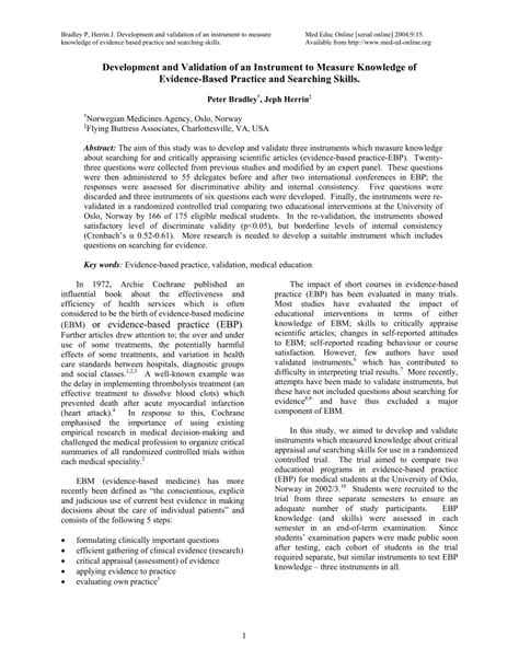 Pdf Development And Validation Of An Instrument To Measure Knowledge