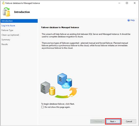 fail over a database by using the link in ssms azure sql managed