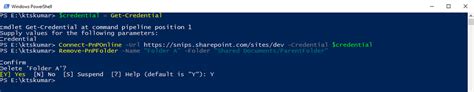 permanently delete folder from sharepoint library using pnp powershell