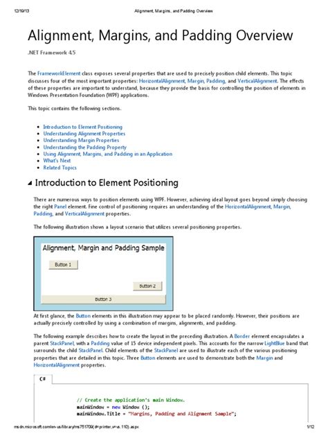 alignment margins and padding wpf windows presentation foundation