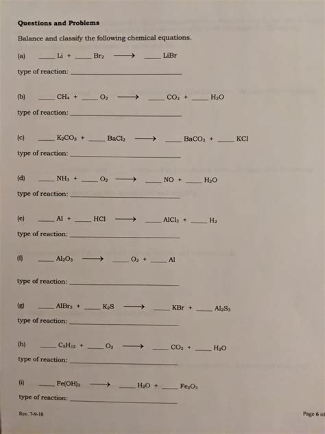 Solved Questions And Problems Balance And Classify The