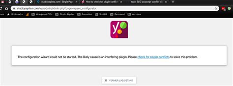 yoast configuration wizard could not be started failed to load