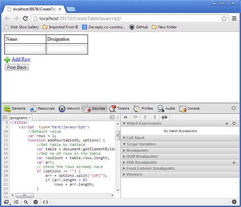 how to debug javascript function in chrome