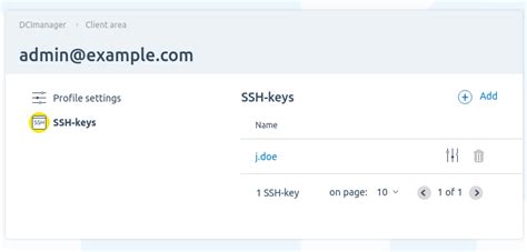 adding ssh keys dcimanager administrator