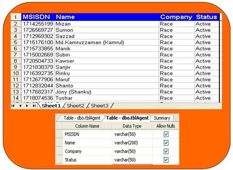 mixer how to import excel spreadsheet data into sql