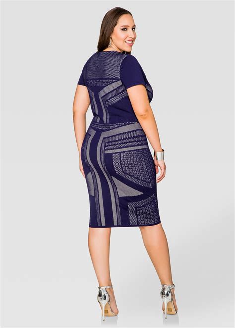 Geo Pattern Bodycon Dress Plus Size Sweaters Ashley Stewart Bodycon