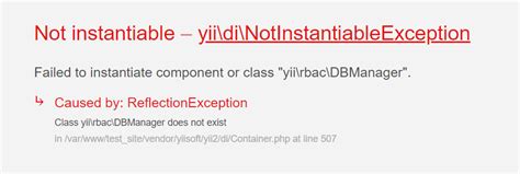 yii2 failed to instantiate component or class yii rbac dbmanager