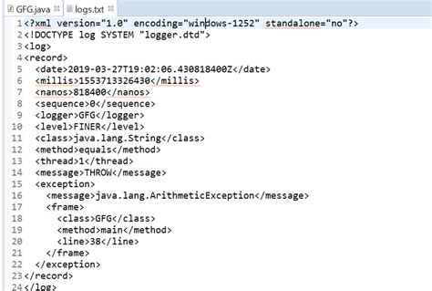 logger throwing method in java with examples geeksforgeeks