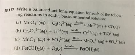 solved 117 write a balanced net ionic equation for each of