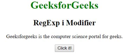 javascript regexp i modifier geeksforgeeks