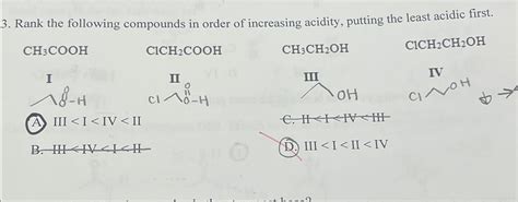Solved Rank The Following Compounds In Order Of Increasing