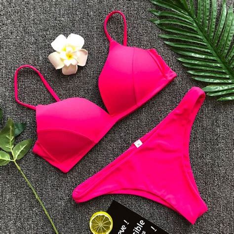 Summer Style Women Pure Bikini Set Push Up Padded Bra Bandage Swimsuit